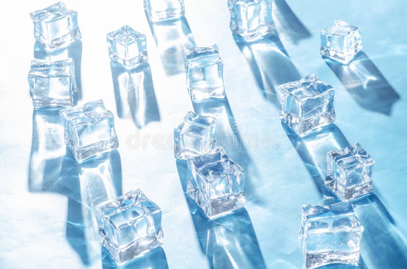 Ice Cubes with Pastel Blue Background Stock Image - Image of ...