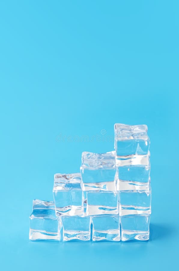 Ice Cubes with Pastel Blue Background Stock Image - Image of ...