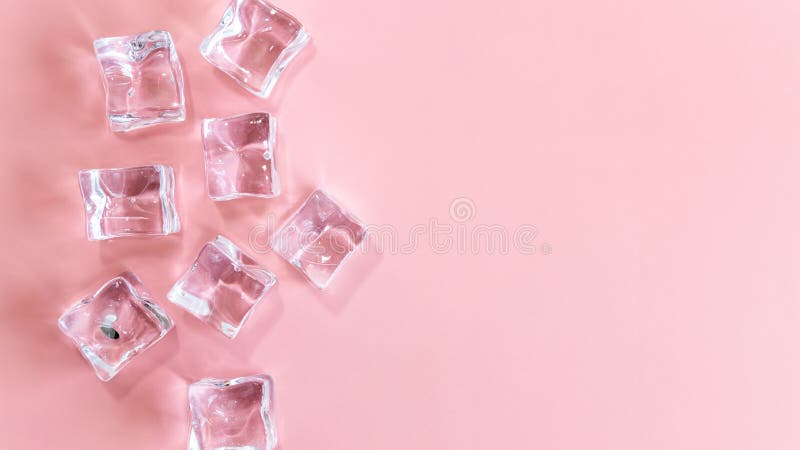 Ice Cubes on Pink Background, Cubes of Ice on a Light Pink Background ...