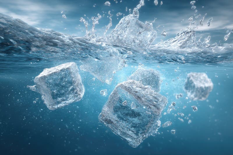 Ice Cubes Underwater stock illustration. Illustration of water - 389692853