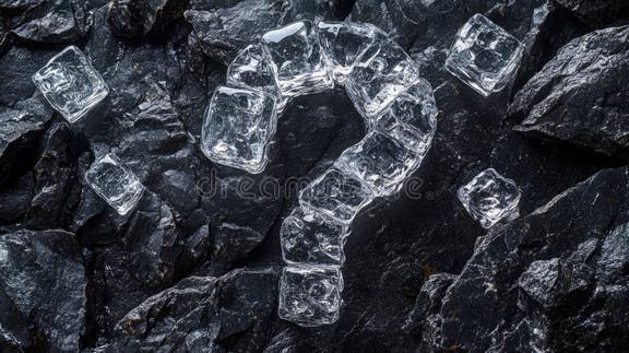 Ice Cubes in Question Mark Shape on Dark Rocks Stock Photo - Image of ...