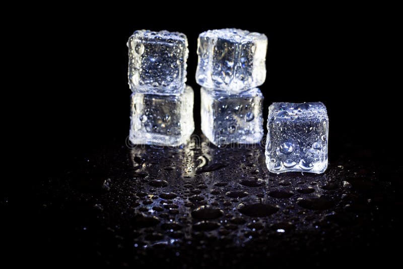 Ice Cubes Reflection on Black. Stock Image - Image of abstract, heap ...
