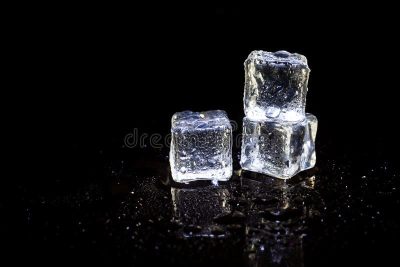Ice Cubes Reflection on Black. Stock Photo - Image of macro, clean ...