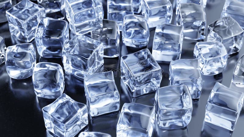 Frozen Ice Cubes for Cocktails Rain Falling To the Floor on Green ...