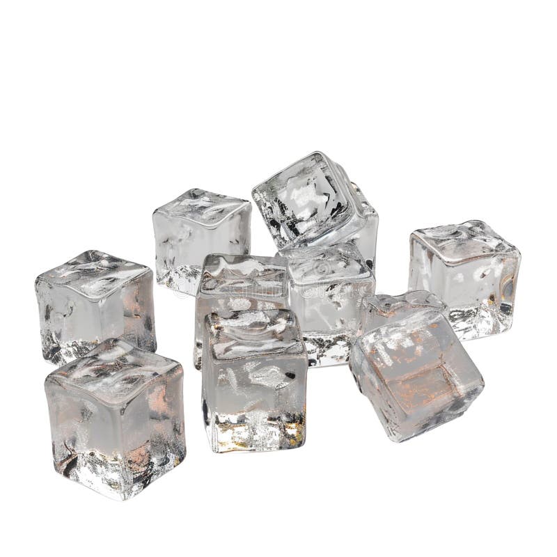 Ice Cubes Scattered on White Background Stock Photo - Illustration of ...