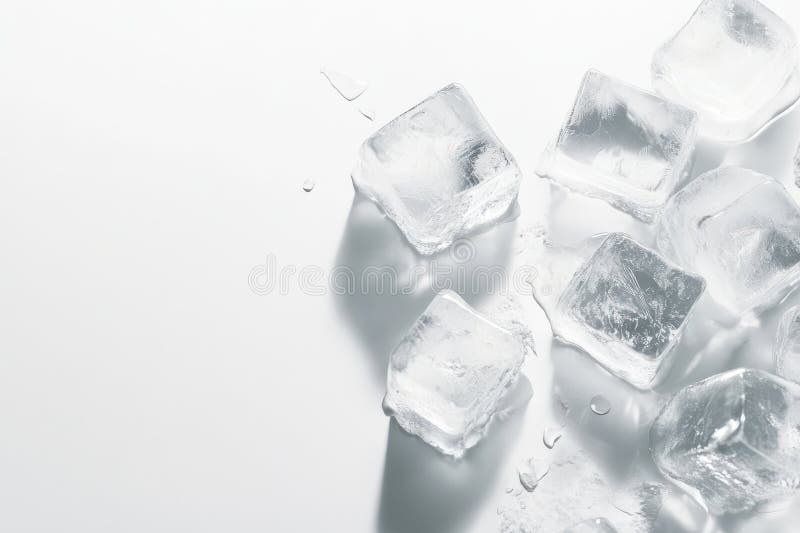 Ice Cubes Scattered on a White Surface, Creating a Refreshing and Cool ...
