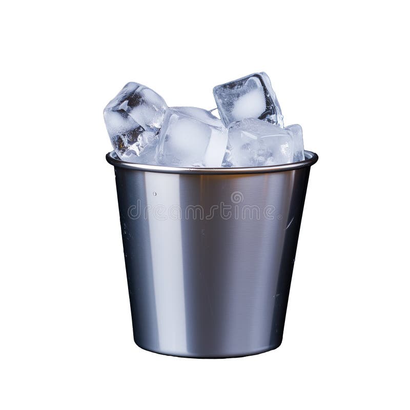 Ice Cubes in a Silver Bucket with Transparent Background Stock Photo ...