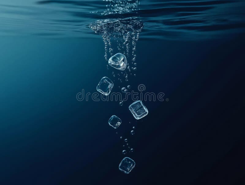 Ice Cubes Sinking Underwater Stock Photo - Image of clear, vibrant ...