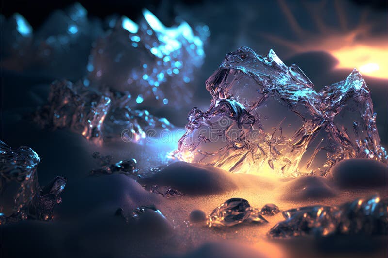 Ice Cubes in the Snow. 3d Rendering, 3d Illustration Stock Illustration ...