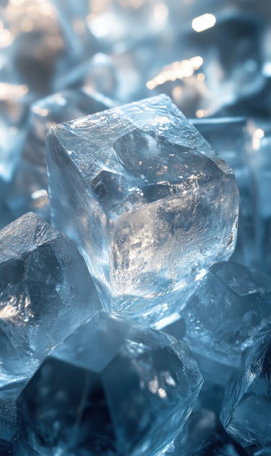 Ice Cubes Sparkling Under Soft Light Create a Refreshing Atmosphere ...
