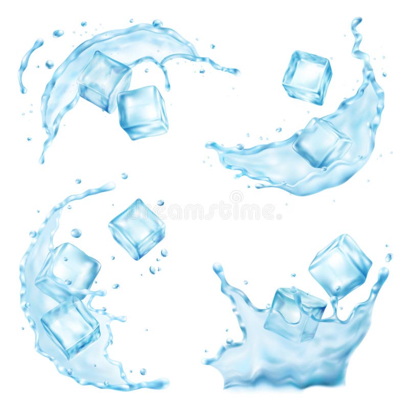 Ice Cubes Splash Set stock vector. Illustration of falling - 165303809