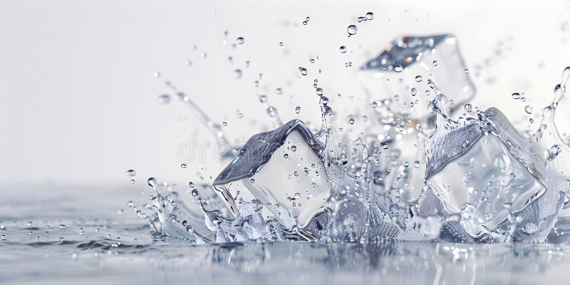 Ice in Cubes in a Splash of Water Stock Illustration - Illustration of ...
