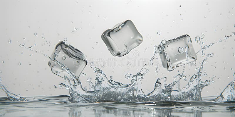 Ice in Cubes in a Splash of Water Stock Photo - Image of refreshment ...