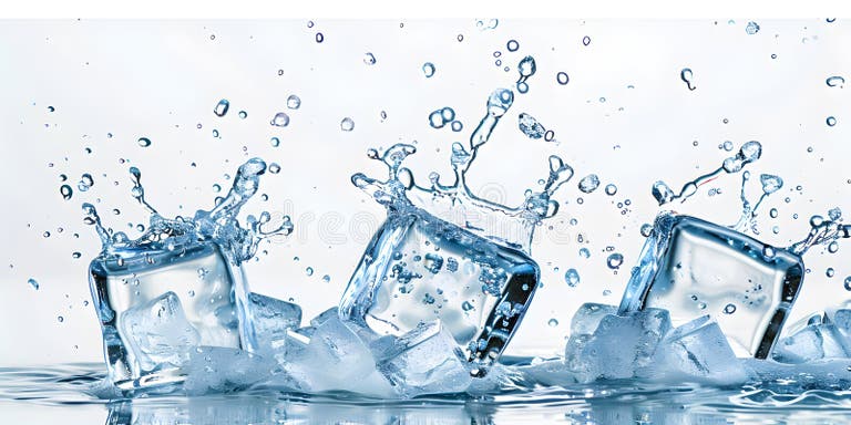 Ice in Cubes in a Splash of Water Stock Photo - Image of clear, cool ...