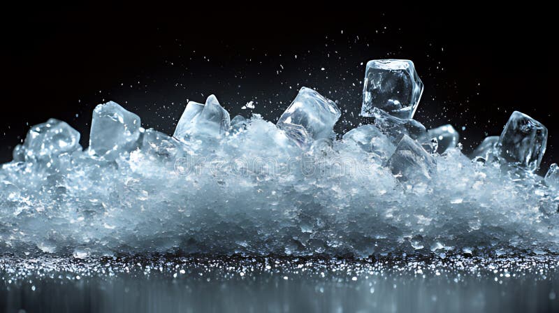 Ice Cubes Splashing on Dark Background, Studio Shot, Drink Chill Stock ...