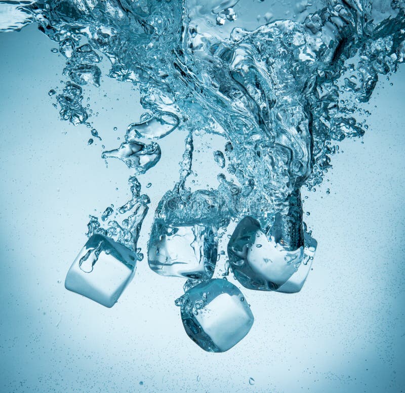 Ice Cubes Splashing into Water Stock Image - Image of cold, frost: 55772919