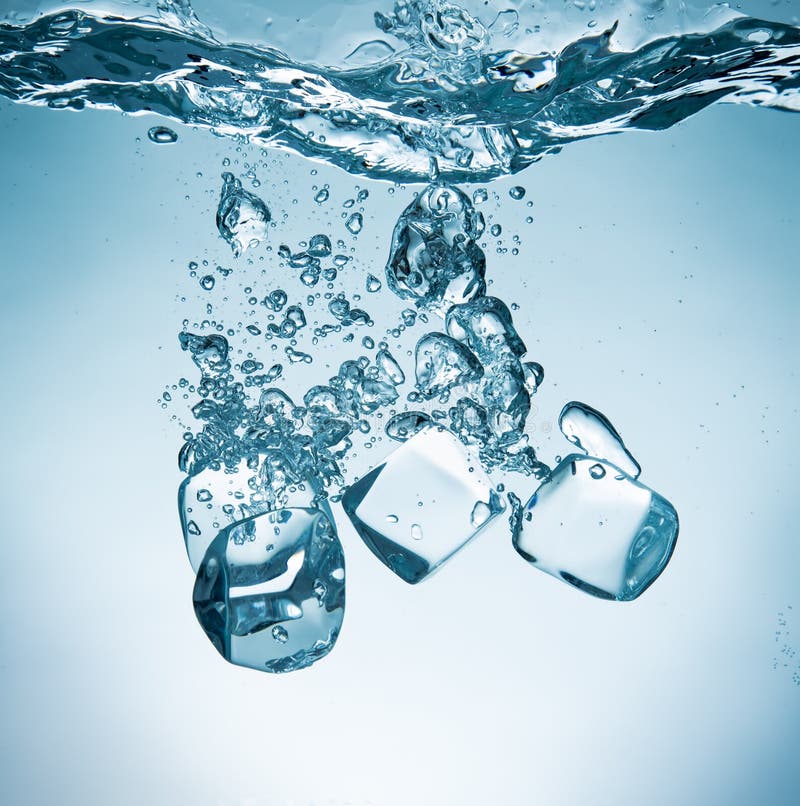 Ice Cubes Splashing into Water Stock Photo - Image of cold, cool: 55772922