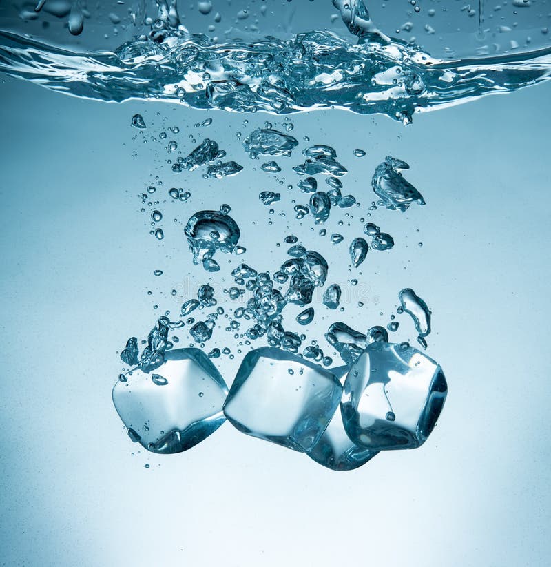 Ice Cubes Splashing into Water. Stock Image - Image of macro, icecube ...