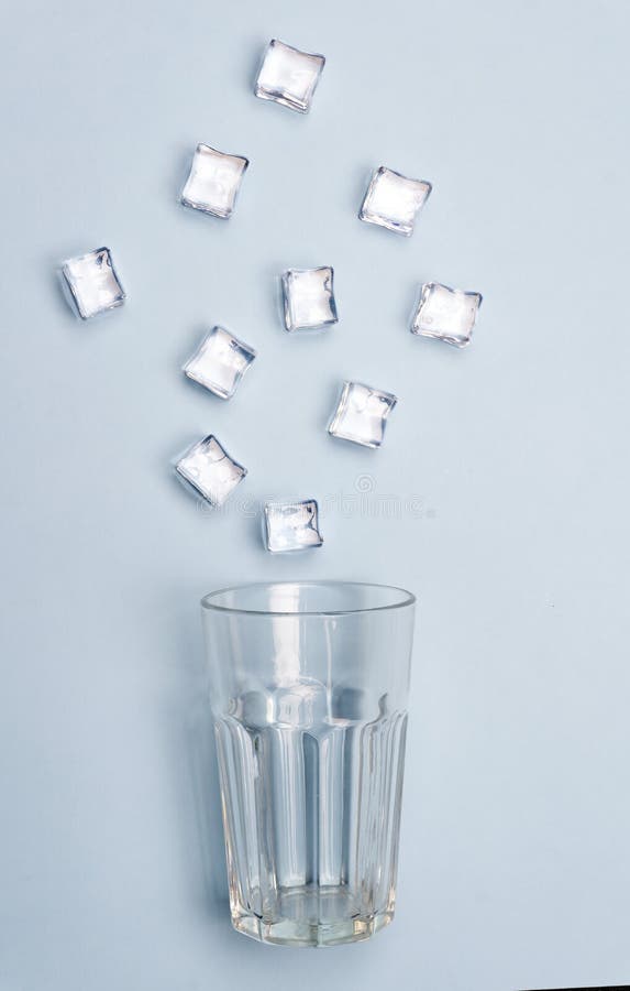 Ice Cubes and Stack on a Blue Background. Clean Water Creative. Minimal ...