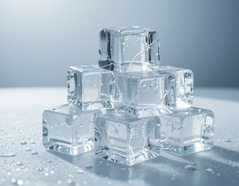 Ice Cubes Stack on Reflective Gray Surface Stock Photo - Image of ...