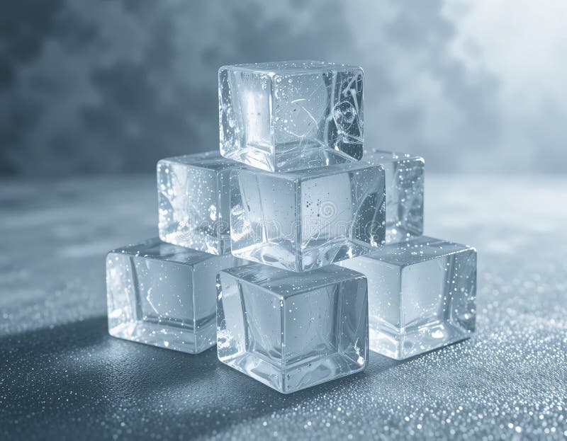Ice Cubes Stack with Shadow on Gray Background Stock Photo - Image of ...