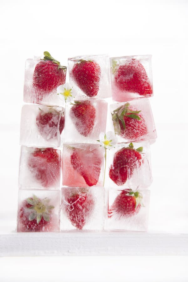 Ice Cubes with Strawberries Stock Photo - Image of relaxation, cube ...