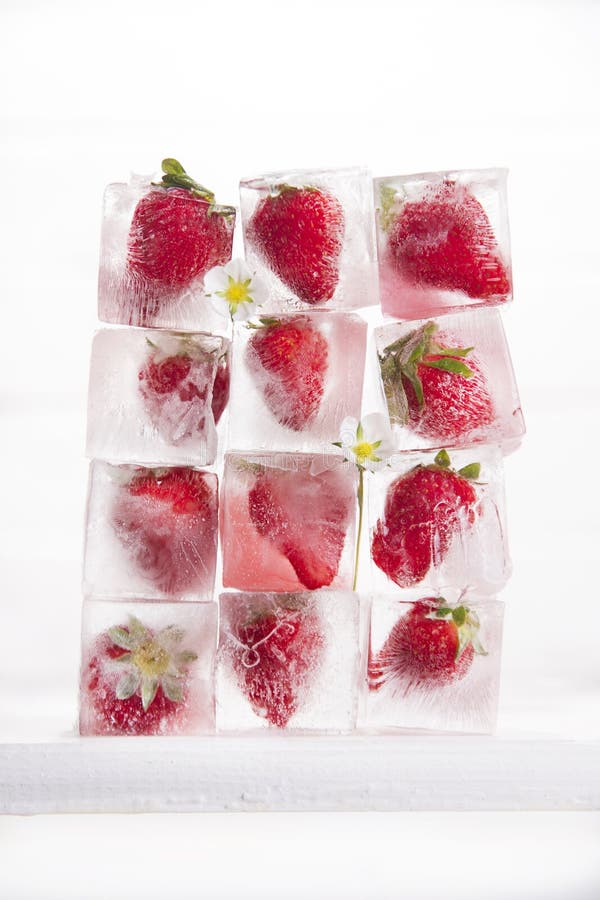 Ice Cubes with Strawberries Stock Photo - Image of granita, summer ...