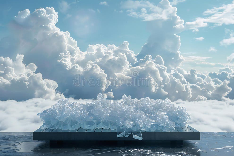 Ice Cubes on the Surface of the Ocean, Rendering Stock Illustration ...