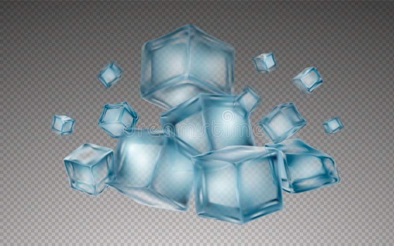 Ice Cubes on Transparent Background in Realistic Style Stock ...