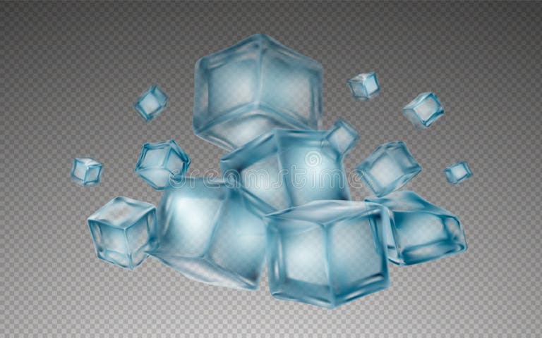 Ice Cubes on Transparent Background in Realistic Style Stock ...