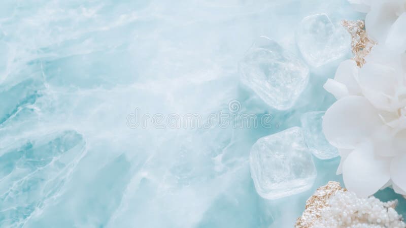 Ice Cubes on Turquoise Marble Background Stock Photo - Image of ...