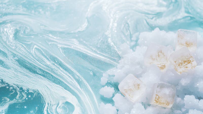 Ice Cubes on Turquoise Marble Background Stock Photo - Image of ...