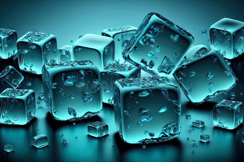 Ice Cubes with Water Droplets on Surface Scattered on Table Stock ...