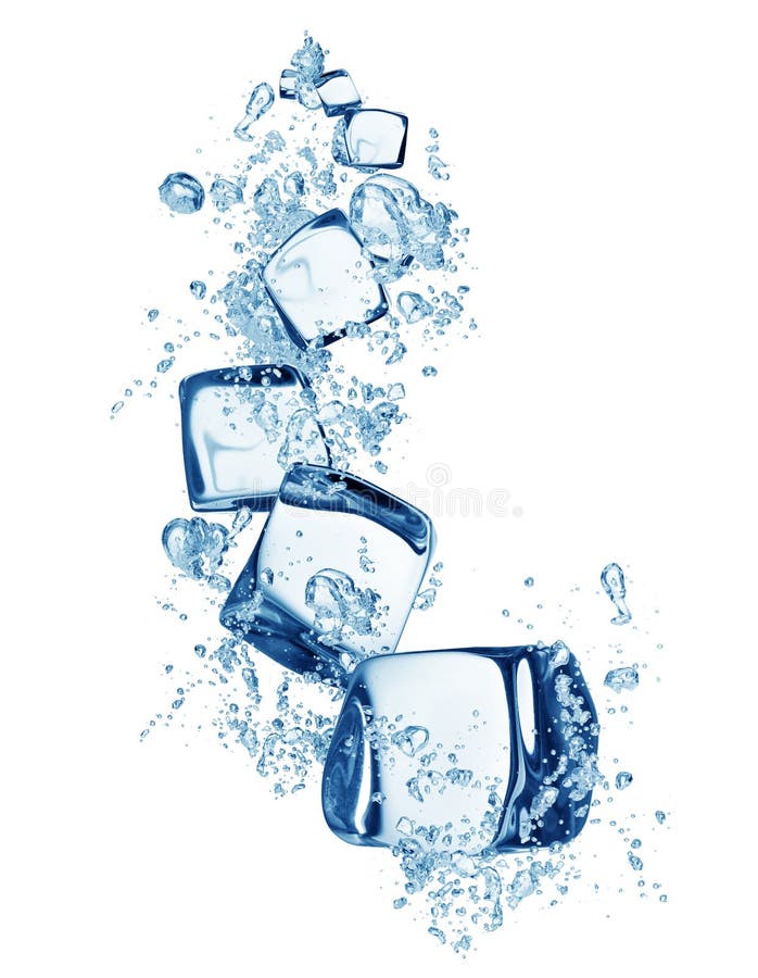 Water Splash with Ice Cubes Stock Image - Image of water, transparent ...