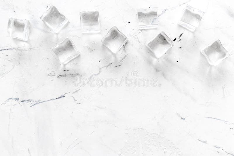 Ice Cubes on White Marble Table Top View Mock Up Stock Photo - Image of ...