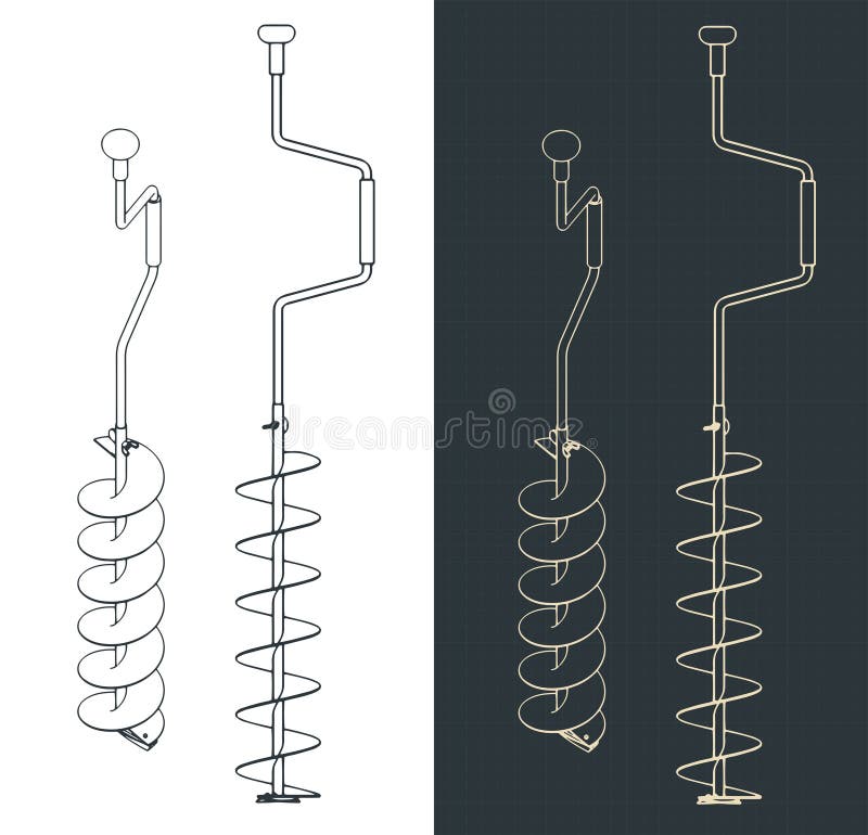 Ice Cutting Auger Blueprints Stock Vector - Illustration of fishing ...
