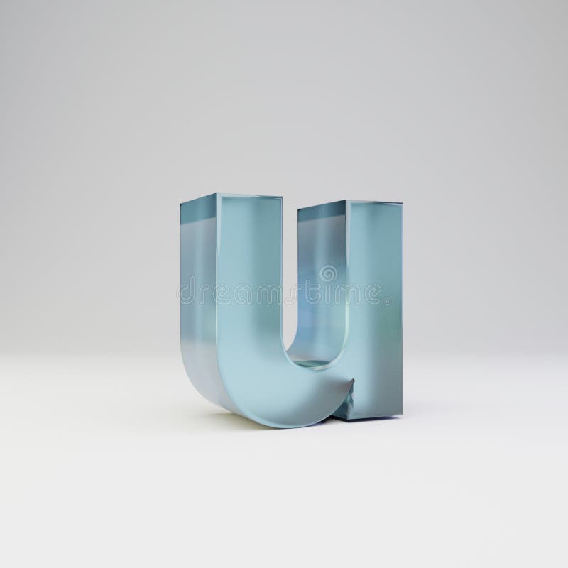 Ice 3d Letter U Lowercase. Transparent Ice Font with Glossy Reflections ...