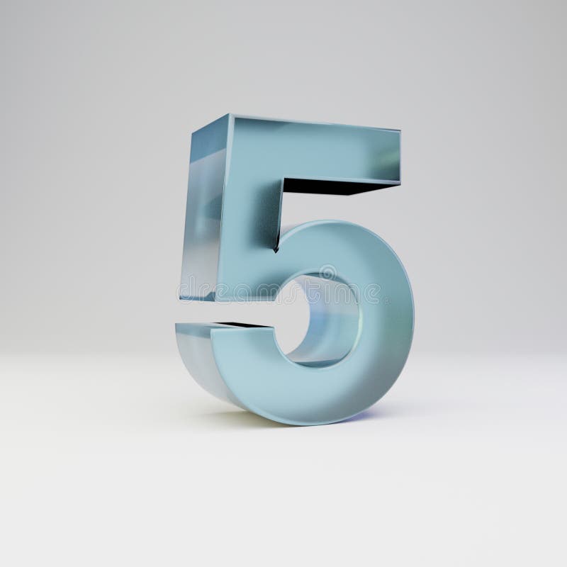 Ice 3d Number 5. Transparent Ice Font With Glossy Reflections And ...