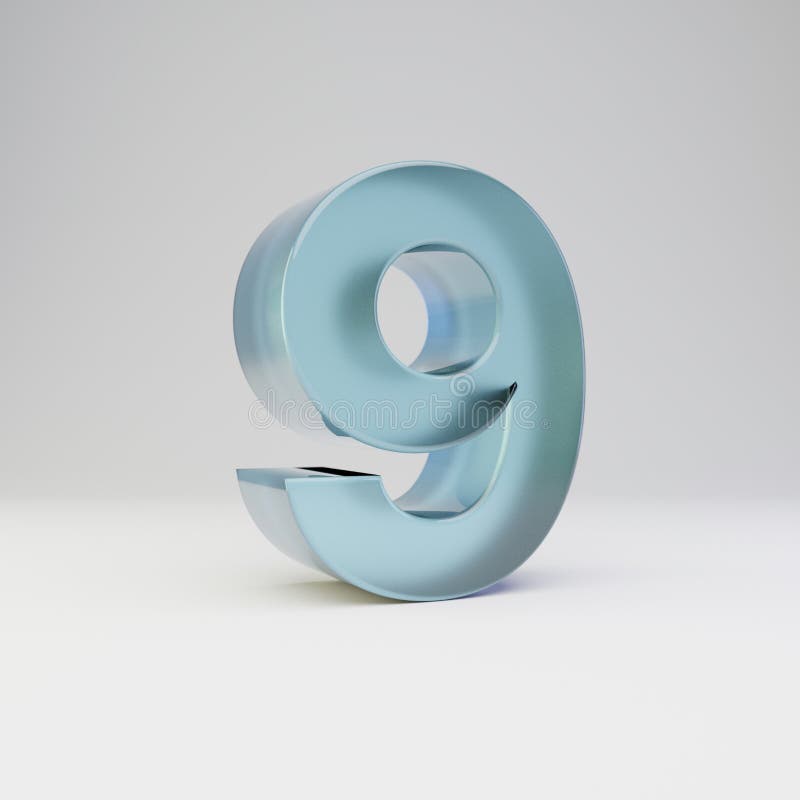 Ice 3d Number 9. Transparent Ice Font with Glossy Reflections and ...