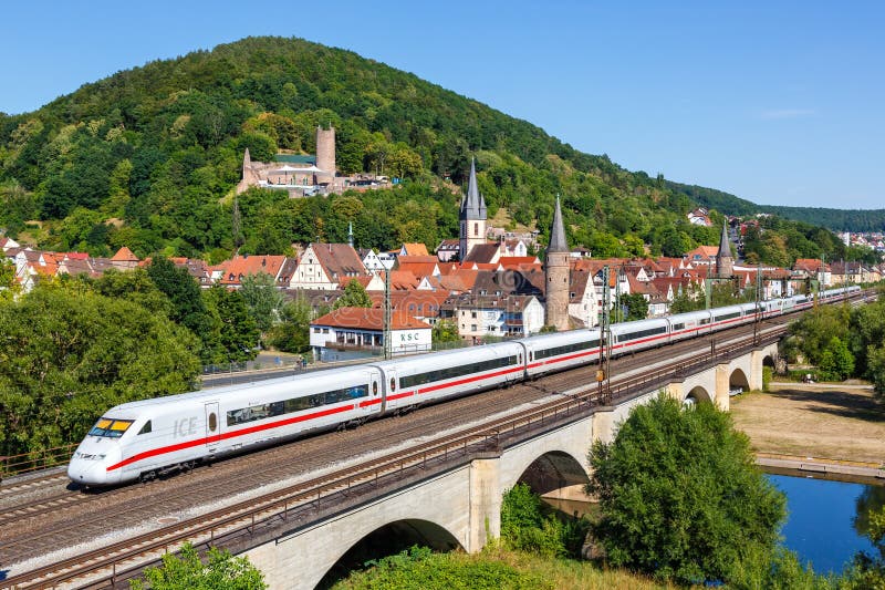 ICE 2 of Deutsche Bahn DB High-speed Train Railway in Gemuenden am Main ...