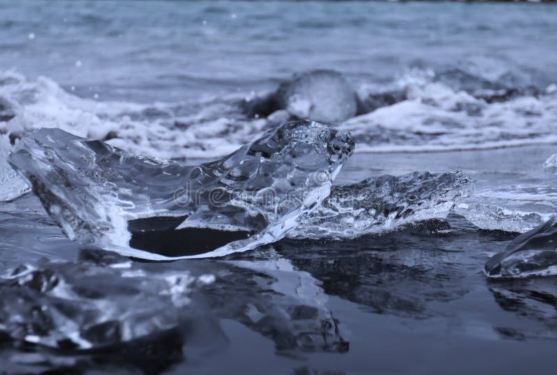 Ice Diamonds on the Beach, Diamonds Beach Iceland Stock Image - Image ...
