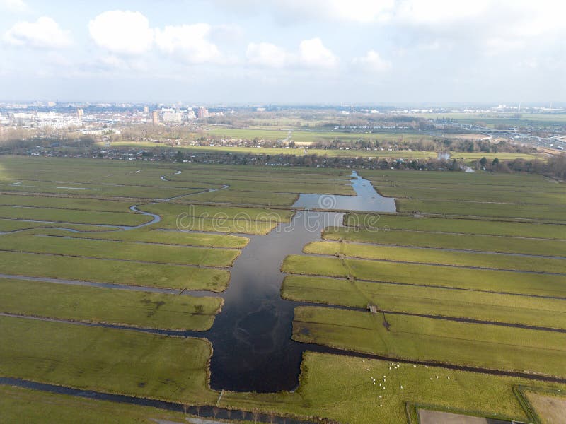 Ice on the Ditches on Cold February Day Stock Image - Image of fields ...