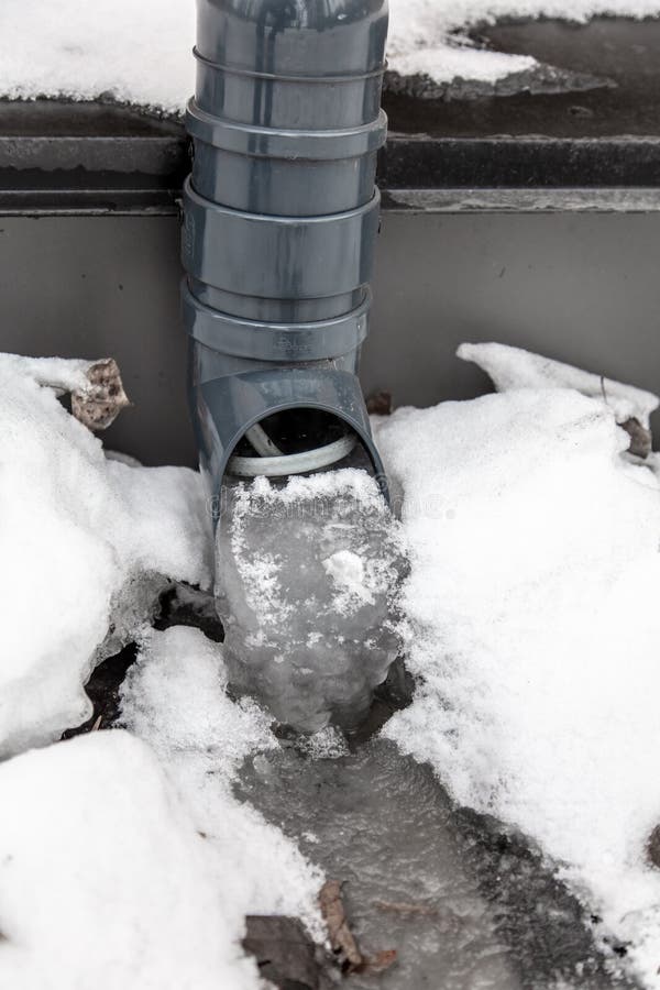 Ice in the Drain Pipe Against the Wall Stock Photo - Image of nature ...