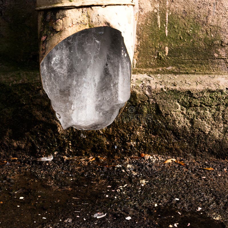 Ice in the Drain Pipe is Close Stock Photo - Image of freeze, melt ...