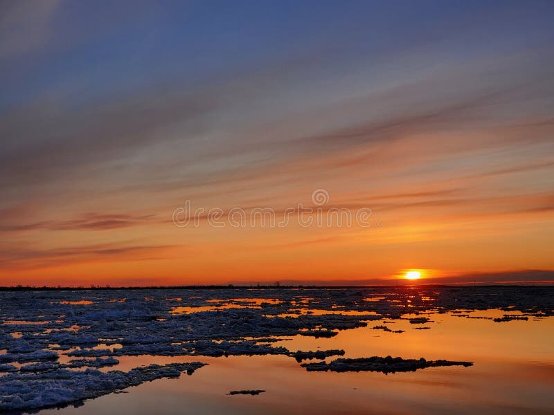 Ice Drift, Ice Floes Float on the River in Early Spring, Ice Drift on ...