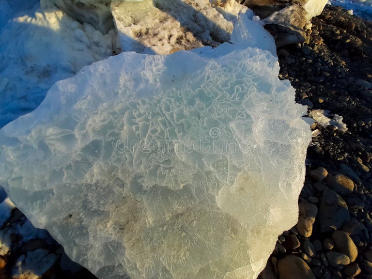 Ice Drift on River. Ice in Motion during Early Spring. Floating of Ice ...