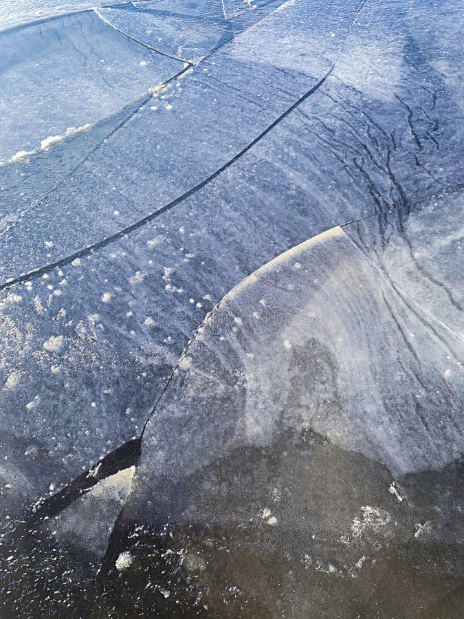 Ice Drift in the Spring on the River, Large Ice Floes on the Shore ...