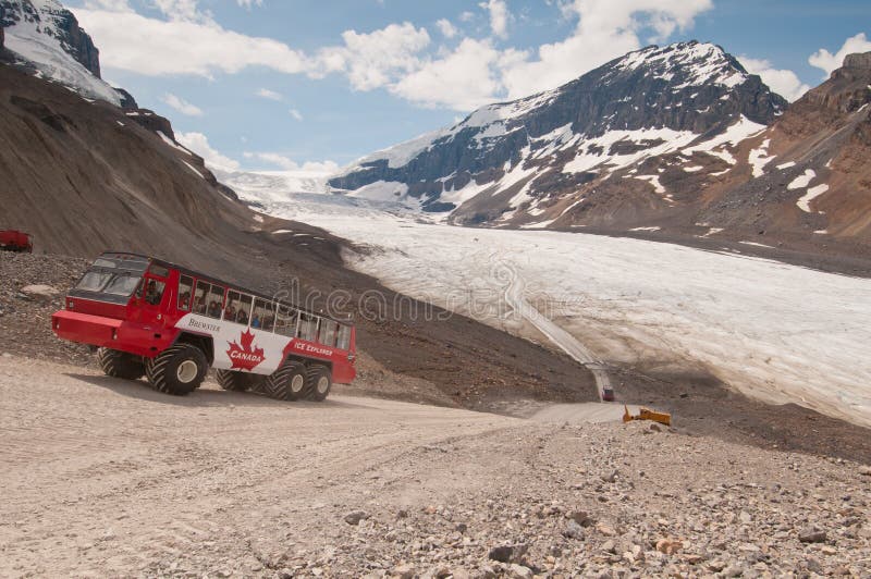 Athabasca Glacier, Ice Explorer Bus Editorial Photo - Image of columbia ...