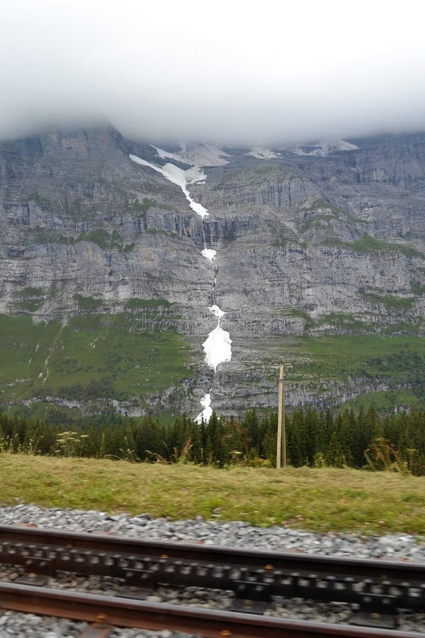 Ice fall mountain stock photo. Image of tree, train, rails - 71775782