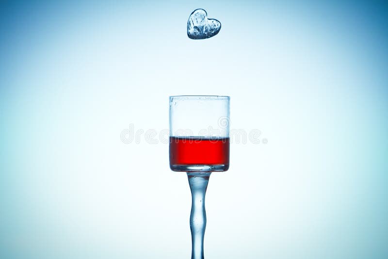 Ice Falling in Glass Studio Shot Color Processed Stock Image - Image of ...